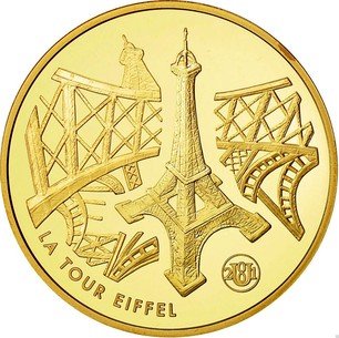 French 1/2 Oz Gold 100 Francs "Eiffel Tower" 2001 KM# 1275 ...