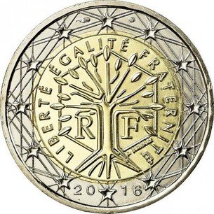 French Bi-Metallic 2 Euro "Trees" 2007-2021 KM# 1414 | coinscatalog.NET
