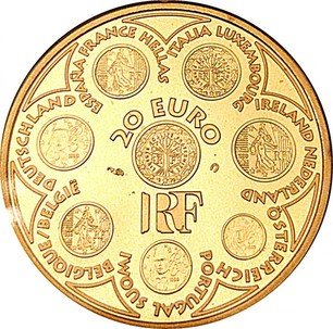 French 1/2 Oz Gold 20 Euro "Introduction of the Euro" 2002 KM# 1982 ...