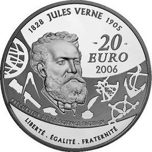 French Silver 20 Euro "Jules Verne - Five Weeks in a Balloon" 2006 KM ...