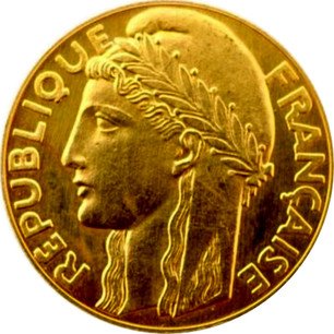 20 francos de oro francés "Visite de René Coty. Dropsy" 1955 KM# M28a ...