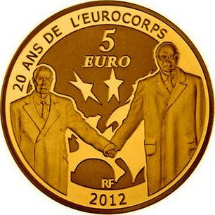 French Gold 5 Euro "Franco-German friendship" 2012 KM# 1851 ...