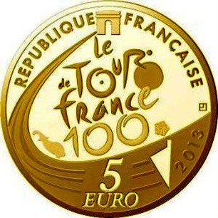 5 Euros de Oro Francés "100ª Edición del Tour de Francia" 2013 KM# 2114 ...