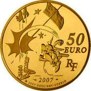 French 1 Oz Gold 50 Euro "Asterix Gall" 2007 KM# 1522 | coinscatalog.NET