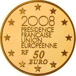 French 1 Oz Gold 50 Euro "French Presidency of European Union" 2008 KM ...