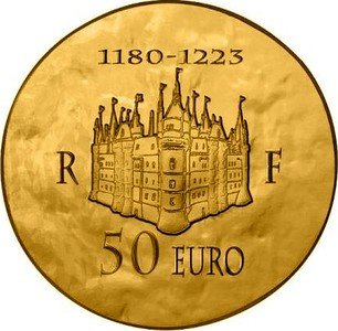 French 1/4 Oz Gold 50 Euro "Philippe II Auguste" 2012 KM# 1858 ...