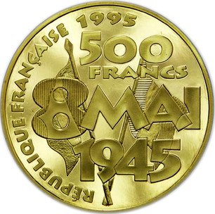 French 1/2 Oz Gold 500 Francs "50th Anniversary of the End of WWII ...