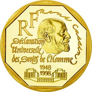 French 1/2 Oz Gold 500 Francs "Rene Samuel Cassin" 1998 KM# 1957 ...