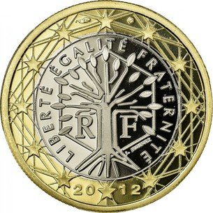 French Bi-Metallic Euro "Trees" 2007-2021 KM# 1413 | coinscatalog.NET