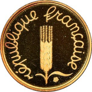 French Gold 1 Centime Modern Republic 1984 KM# P799 | coinscatalog.NET