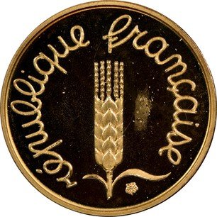 French Gold 1 Centime Modern Republic 1985 KM# P930 | coinscatalog.NET