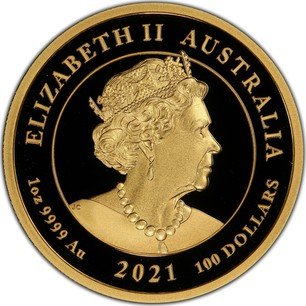 Australian 1 Oz Gold 100 Dollars "Unicorn" 2021 | coinscatalog.NET