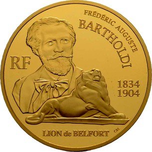 French Gold 100 Euro "100th Anniversary of the Death of Frederic Auguste Bartholdi" 2004 KM ...