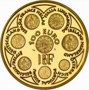 French 5 Oz Gold 100 Euro "Euro Introduction" 2002 KM# 1304 ...