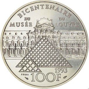 French Silver 100 Francs "Essai - Bicentennial of the Louvre - Victory ...
