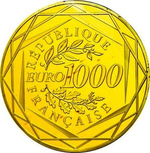 French Gold 1000 Euro "Hercules" 2011-2013 KM# 1725 | coinscatalog.NET