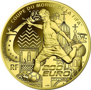French Gold 200 Euro "FIFA World Cup" 2018 | coinscatalog.NET