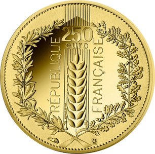 French Gold 250 Euro "Laurel" 2021 KM# 3043 | coinscatalog.NET