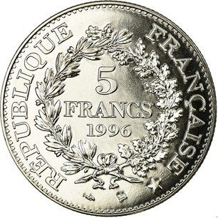 French Nickel plated Copper-Nickel 5 Francs "Hercules. 200th ...