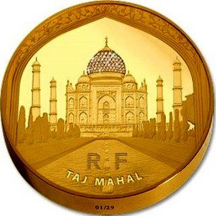 French Gold 5000 Euro "UNESCO World Heritage Site. Taj Mahal" 2010 KM ...