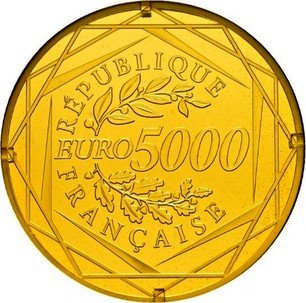 Oro Francés 5000 Euros "El Gallo" 2014 KM# 2128 | coinscatalog.NET