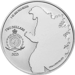 Niuean 1 Oz Silver Two Dollars "Mothra. Charles III" 2023 | coinscatalog.NET