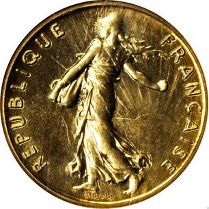 French Gold 1/2 Franc "Piedfort" 1975 KM# P526 | coinscatalog.NET