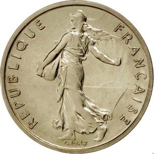 French Silver 1/2 Franc "Piedfort" 1974 KM# P498 | coinscatalog.NET