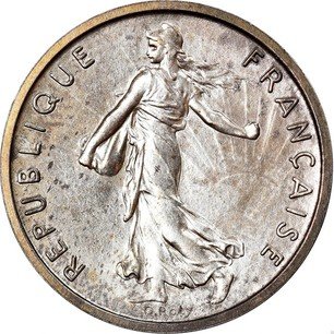 French Silver 1/2 Franc "Piedfort" 1965 KM# P354 | coinscatalog.NET