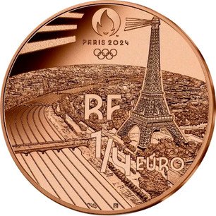 French Copper-Nickel 1/4 Euro "Olympic Games in Paris. Show Jumping ...