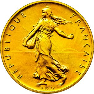French Gold 1 Franc "The Sower" 1973 KM# P478 | coinscatalog.NET