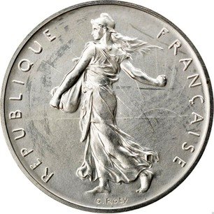 French Silver 1 Franc "O. Roty - Piedfort" 1980 KM# P669 | coinscatalog.NET