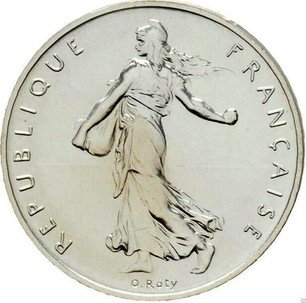 French Silver 1 Franc "O. Roty - Piedfort" 1960 KM# Pn328 ...