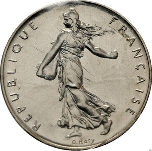 French Nickel 1 Franc "O. Roty - Piedfort" 1973 KM# P476 | coinscatalog.NET