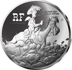 French Silver 10 Euro "Lucky Luke" 2021 KM# 2973 | coinscatalog.NET