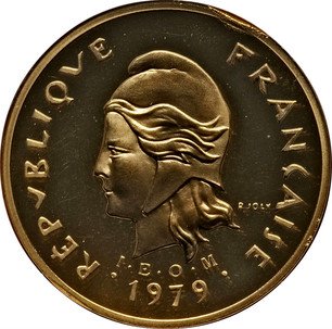 French Gold 100 Francs "Piedfort - New Caledonia" 1979 KM# P10b ...