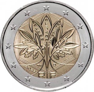 French Bi-Metallic 2 Euro "Tree" 2022-2024 KM# 3065 | coinscatalog.NET