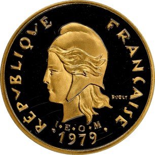 French Gold 20 Francs "French Polynesia Piedfort" 1979 KM# P24 ...