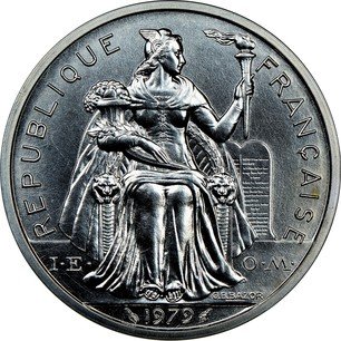 French Silver 5 Francs "French Polynesia Piedfort" 1979 KM# P17 | coinscatalog.NET