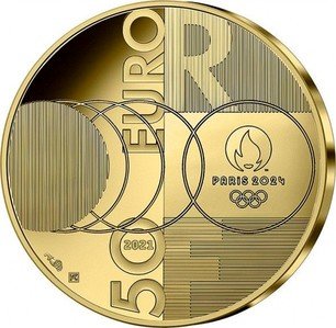 French Gold 50 Euro "Handover from Tokyo to Paris" 2021 KM# 3026 ...