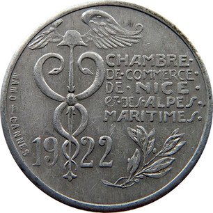 French Aluminum 10 Centimes "Nice & Alpes Maritimes" 1920-1922 ...