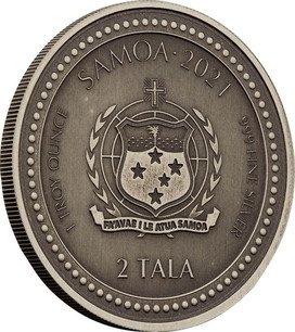 Samoan 1 Oz Silver 2 Tala "Seahorse. Antique" 2021 | coinscatalog.NET