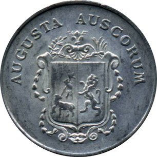 French Aluminum 5 Centimes "D'Auch" 1916 | coinscatalog.NET