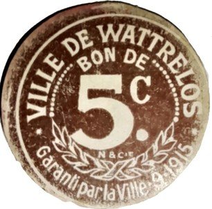 French Cardboard 5 Centimes Modern Republic Decimal Coinage 1915 ...