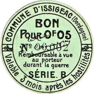French Cardboard 5 Centimes "Issigeac 24" 1914-1918 | coinscatalog.NET