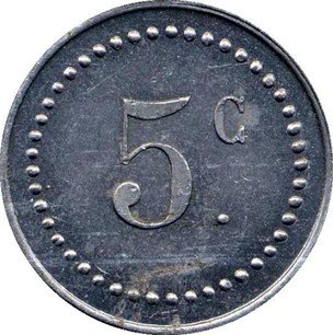 French Aluminum 5 Centimes "Le Havre" 1916 | coinscatalog.NET