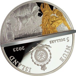 Niuean Silver 5 Dollars "Pirate Ship" 2023 | coinscatalog.NET