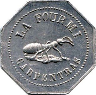 French Aluminum 50 Centimes "Carpentras. The Ant" 1916 | coinscatalog.NET