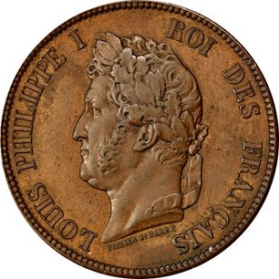 French Copper 1 Decime "Louis Philippe Essai by Tiolier & Barre" 1839 ...