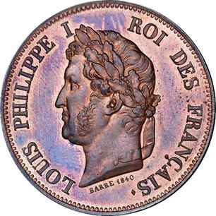 French Copper 1 Decime "Louis Philippe Essai" 1840 | coinscatalog.NET